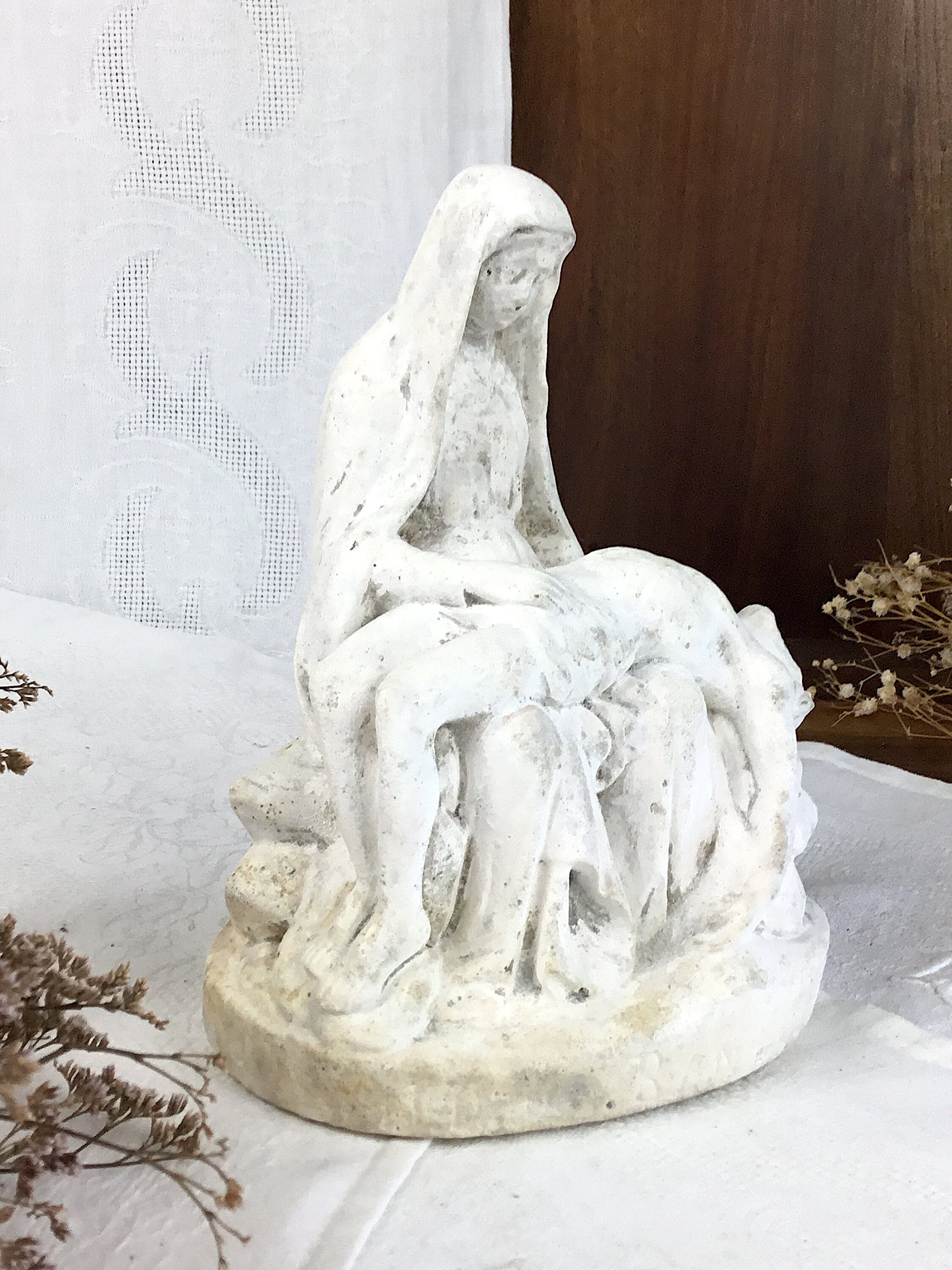 STATUE of Pieta/french Antique/statue of the Tomb in Plaster - Etsy