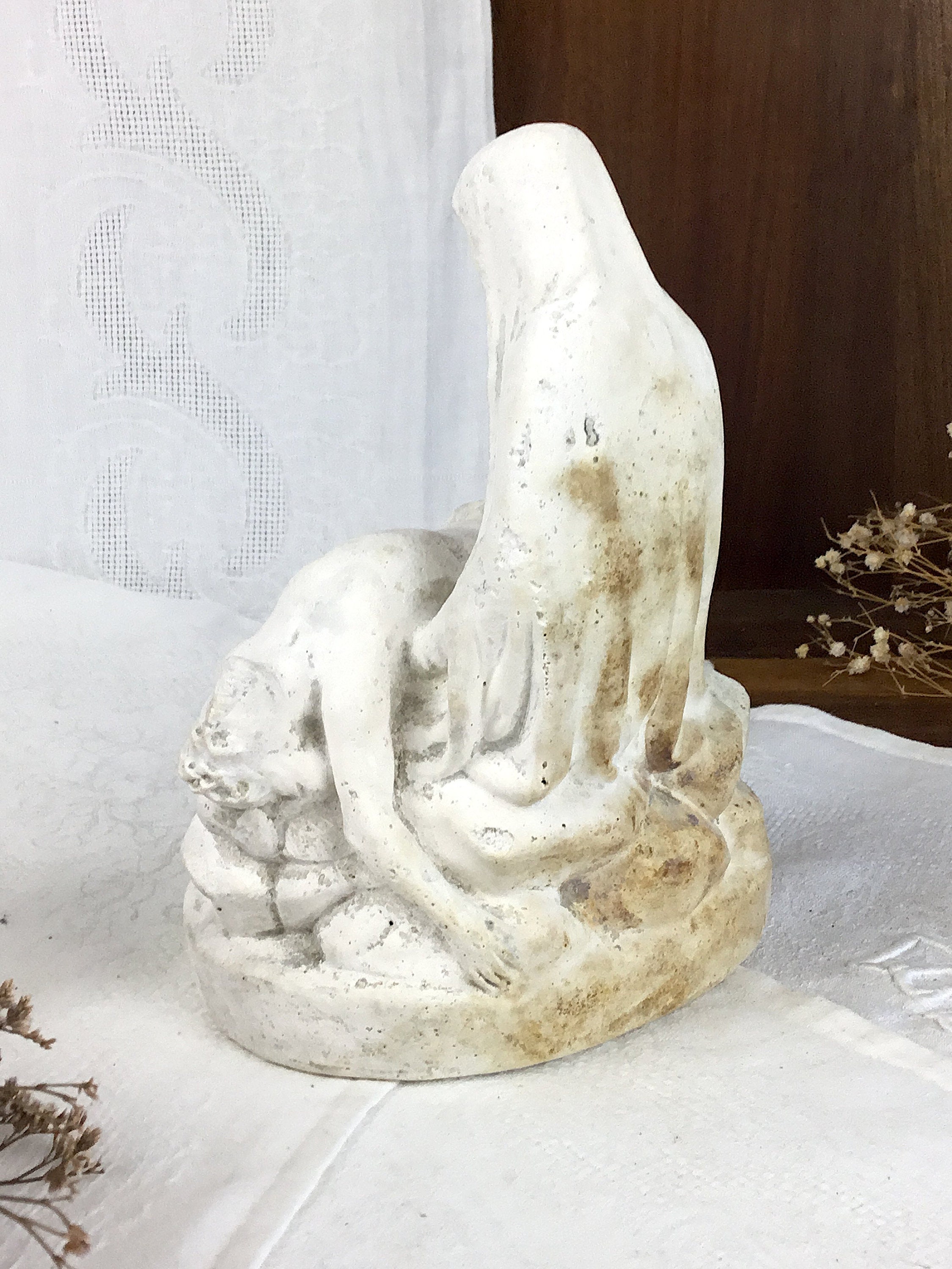 STATUE of Pieta/french Antique/statue of the Tomb in Plaster Titled and ...