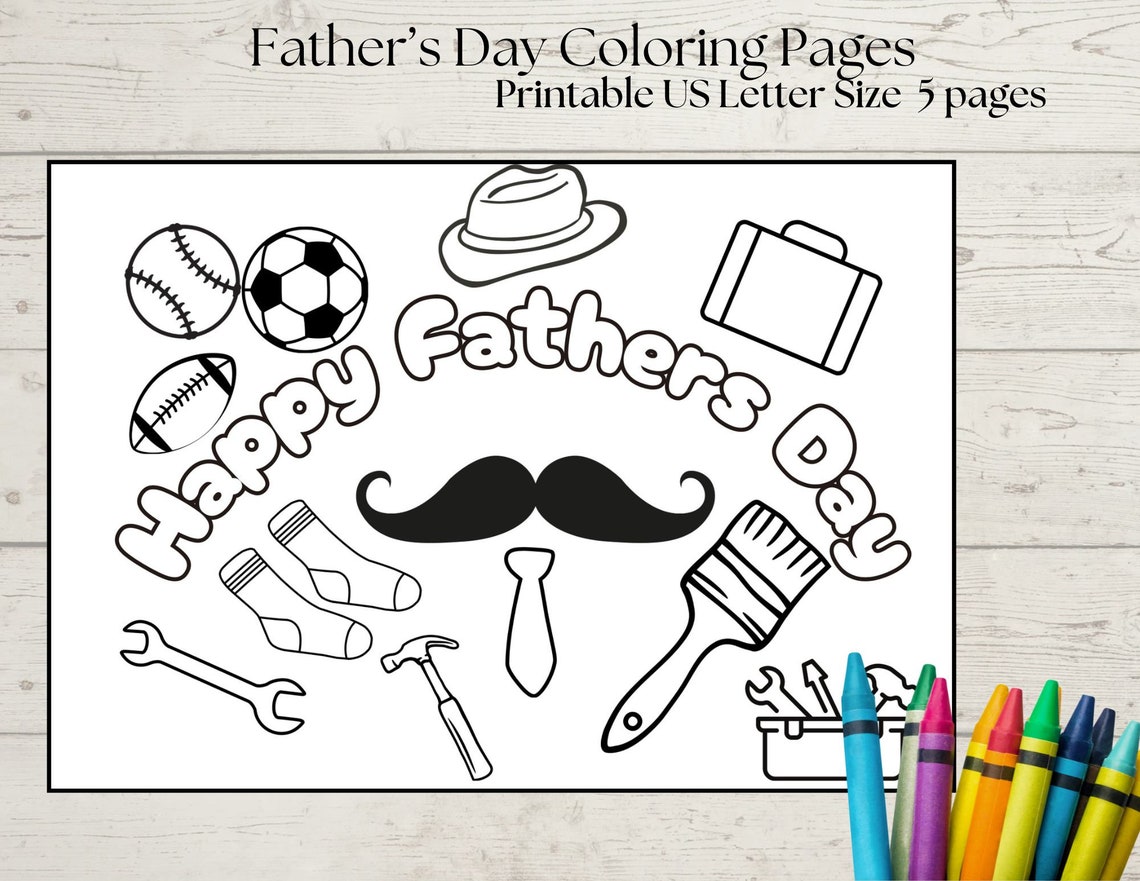 Fathers Day Coloring Pages Kids Activity Sheet - Etsy