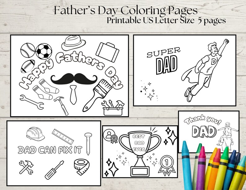 Fathers Day Coloring Pages Kids Activity Sheet - Etsy