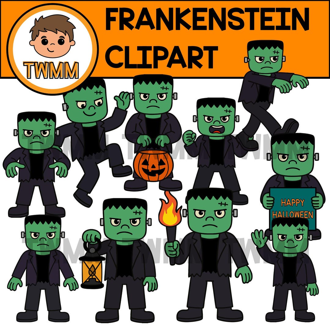 Frankenstein Halloween Clipart Set | Digital Download | 10 Unique Pngs ...