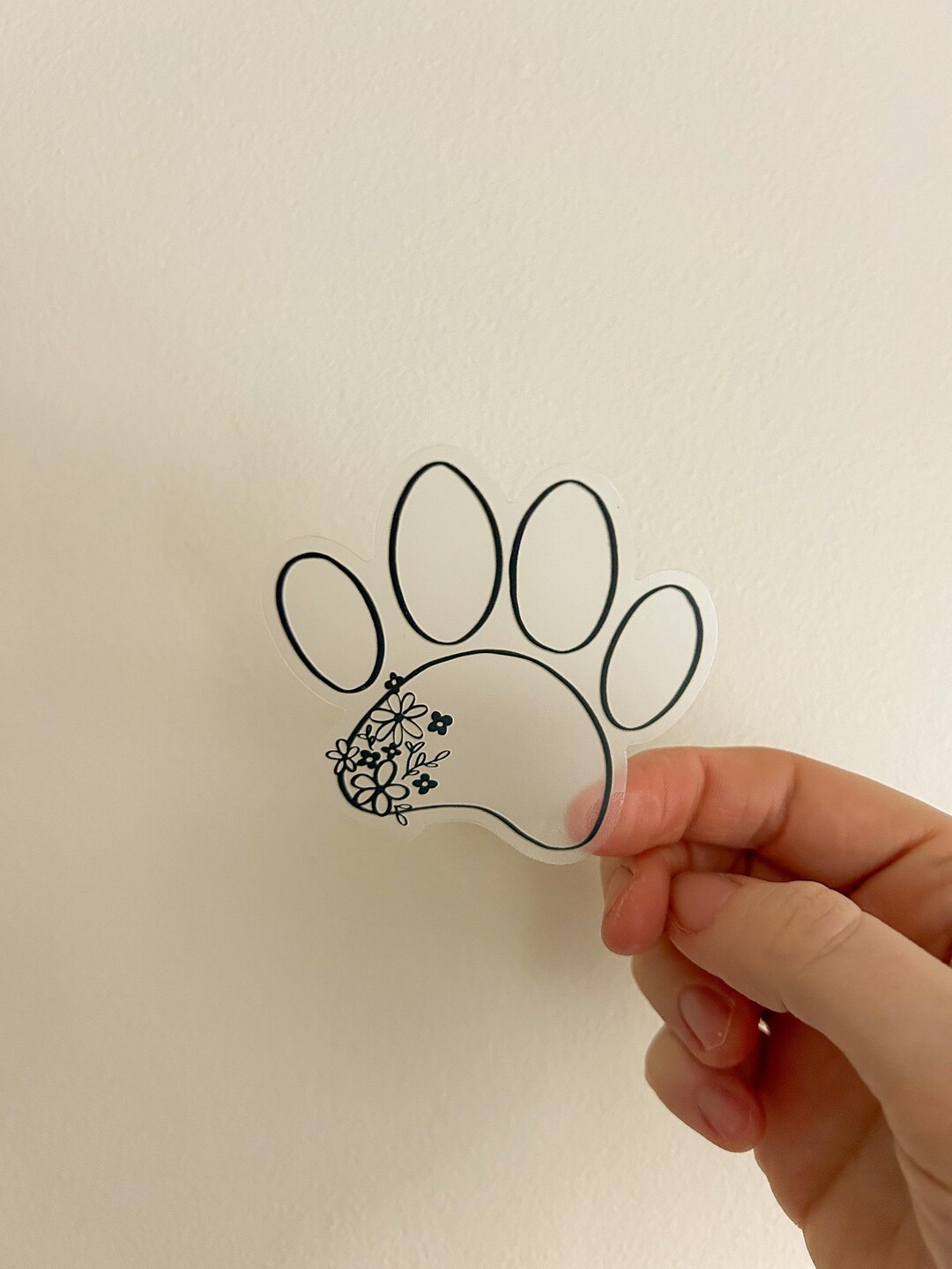Clear Vinyl Paw Sticker, White or Black - Etsy