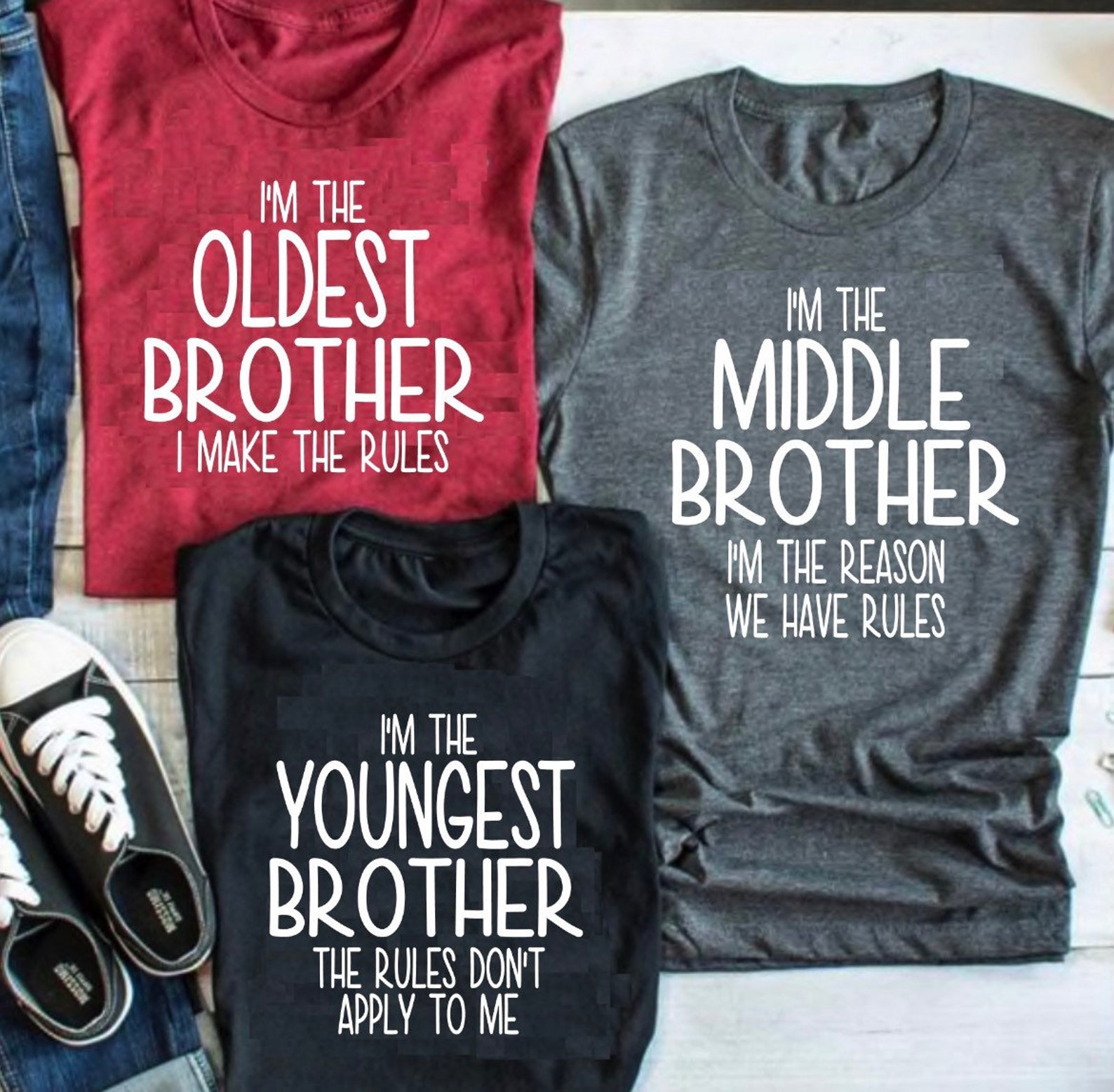 Brother Shirt, Oldest, Middle, and Youngest Shirt, Funny Adult Brother ...