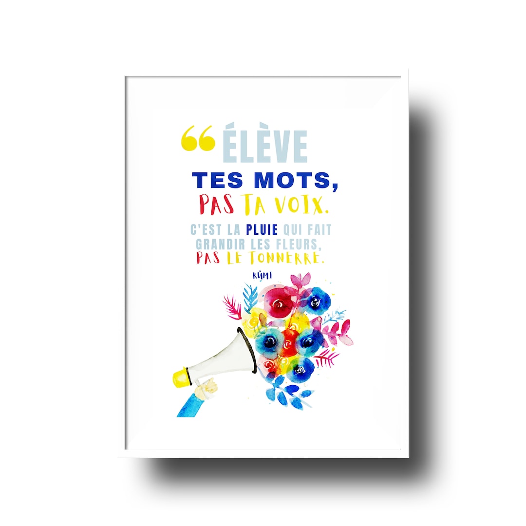 Abstract Art With Rumi Quote in French, Rumi Art Print, Rumi Quote Wall ...