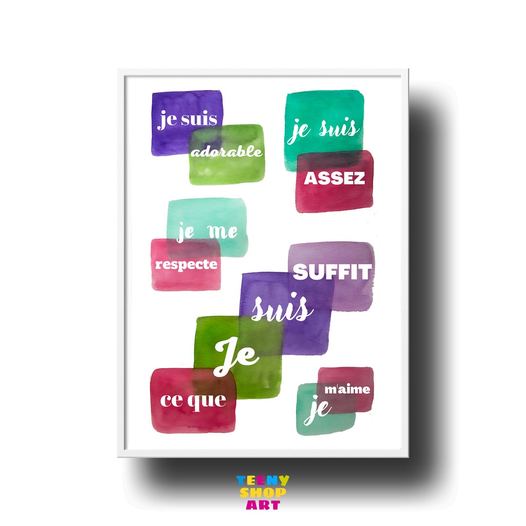 Kids Positive Affirmations Poster, Watercolor Poster, French Positive ...