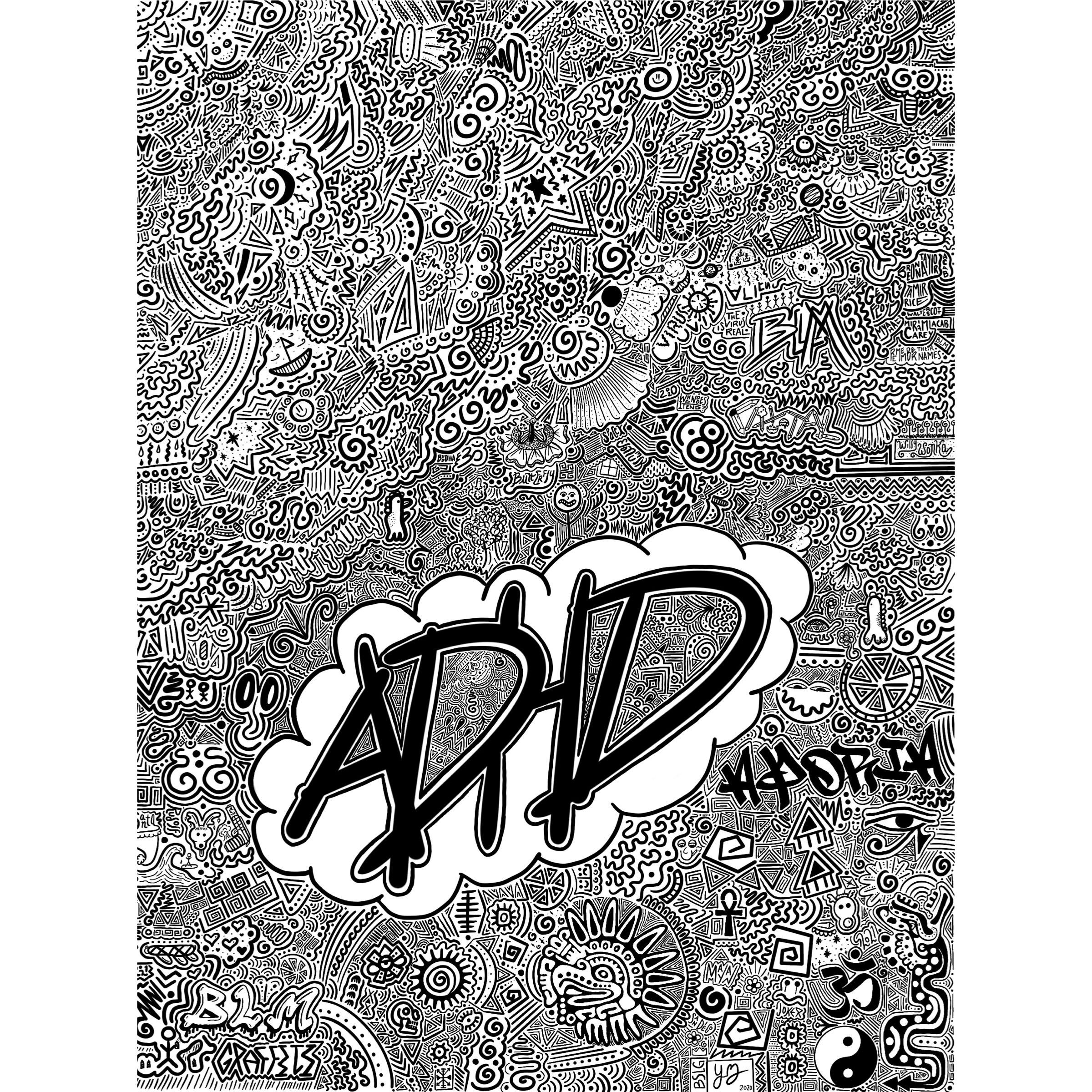 ADHD Awareness Doodle Poster - Etsy Denmark
