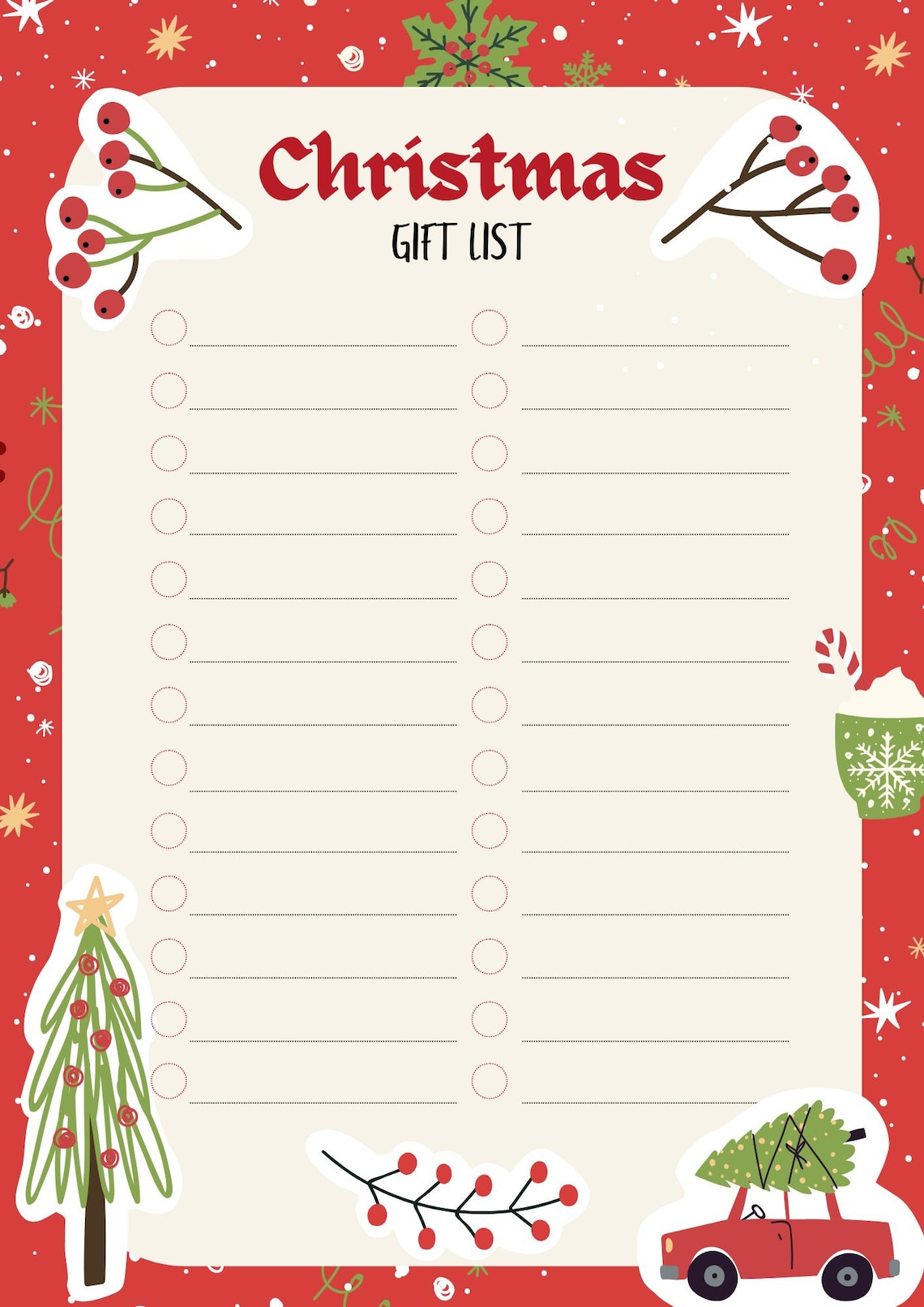 Editable Christmas Gift List Printable | Red and White Holiday Planner ...