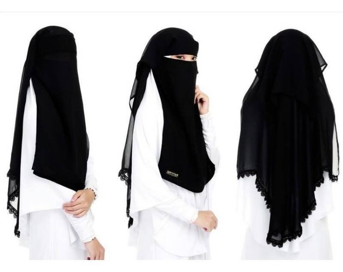Yamani Niqab, Black Niqab, Closed Face Niqab, Chiffon Niqab, Islamic ...