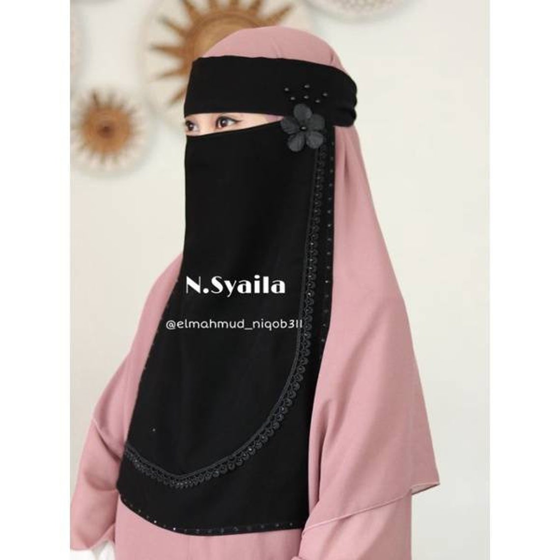 Black Niqab Lace Niqab Closed Face Niqab Islamic Veil | Etsy