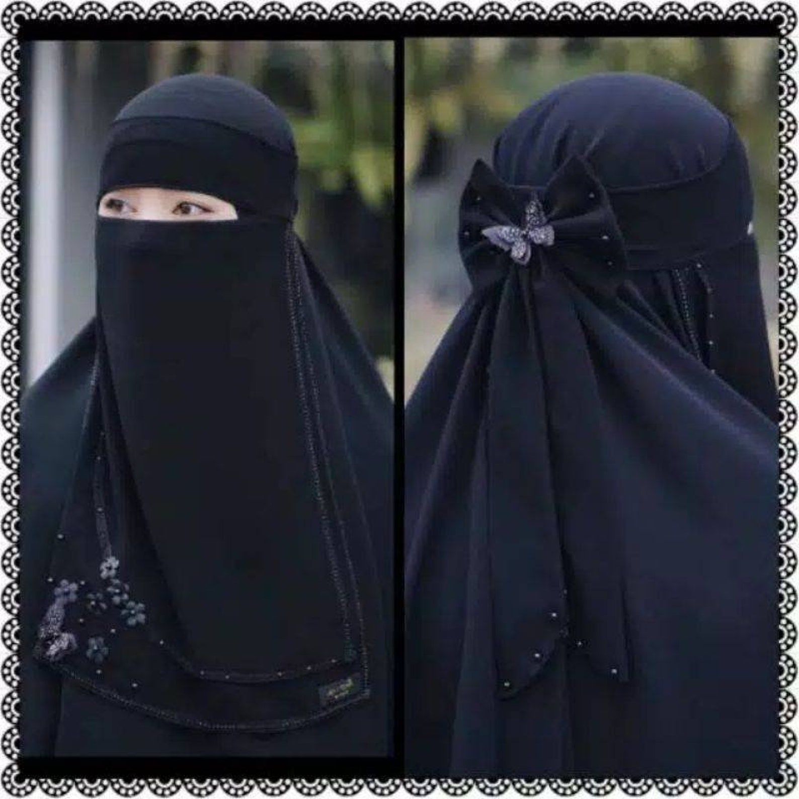 Niqab, Black Niqab, Butterfly Niqab, Lace Niqab, Closed Face Niqab ...