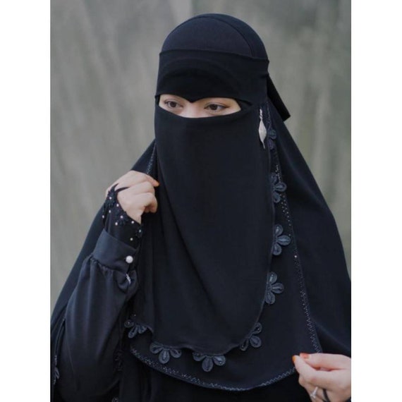 Black Niqab Lace Niqab Closed Face Niqab Chiffon Niqab - Etsy