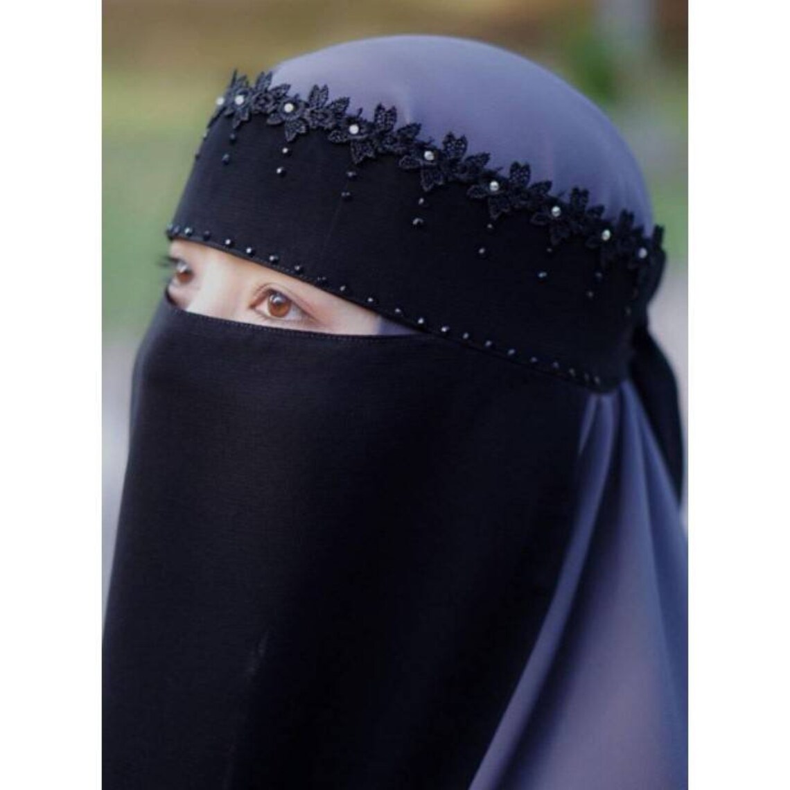 Black Niqab Lace Niqab Closed Face Niqab Islamic Veil | Etsy