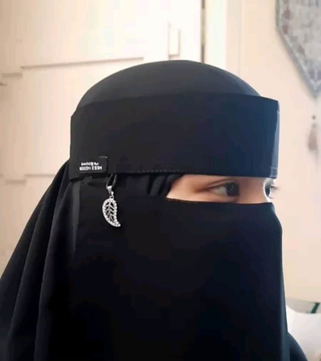 Short Niqab (25 Cm Length)with Leaf Pendulum, Black Niqab, Egypt Niqab ...