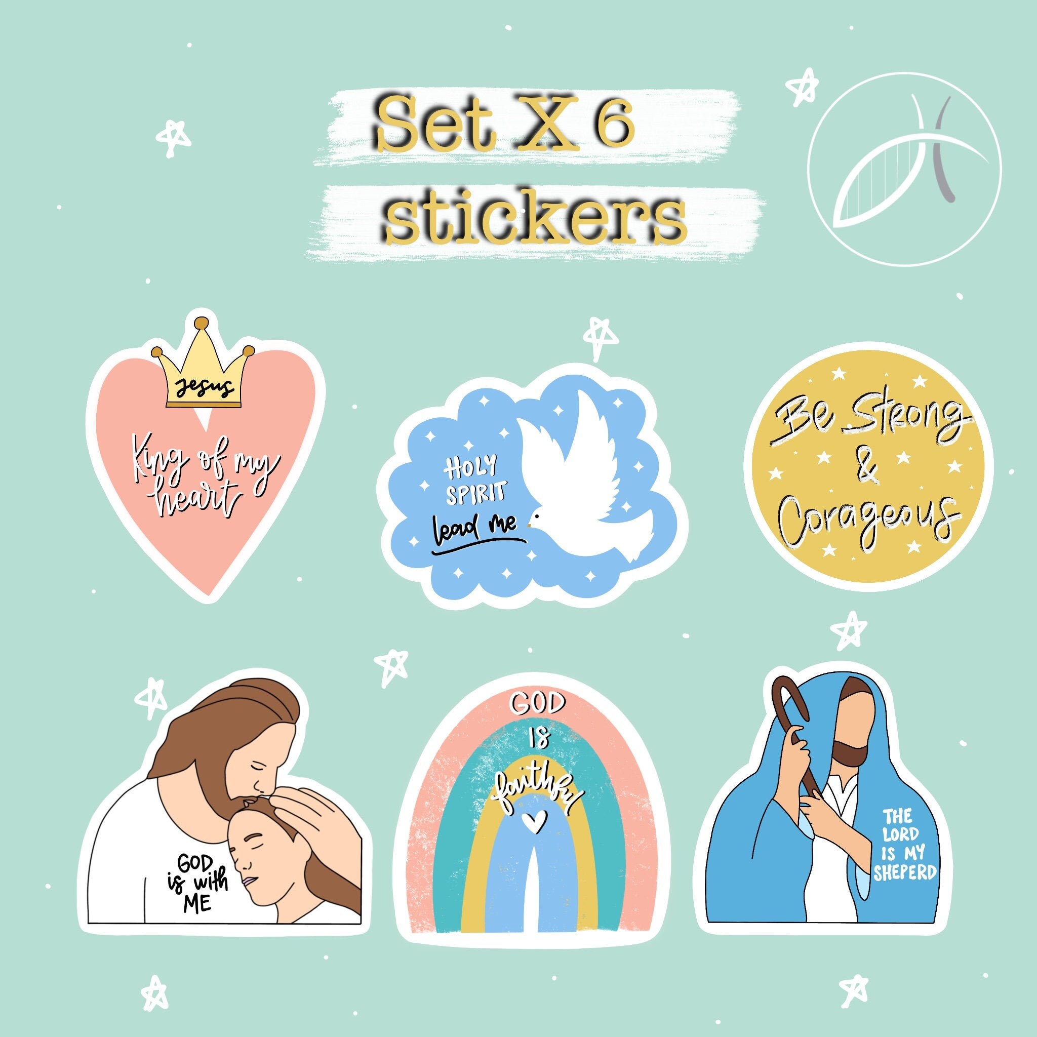 Set X 6 Faith Stickers Etsy