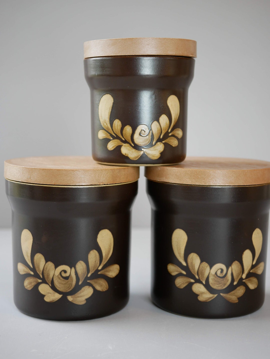 Vintage Denby Storage Canisters, Bakewell Pattern, Kitchen Storage Jars ...
