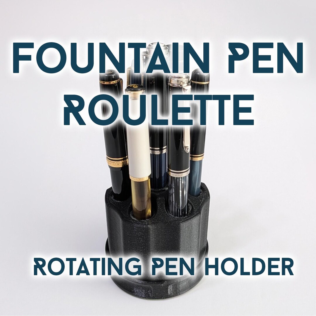 Revolving Fountain Pen Stand! Felt Lined and Holds 7-21 Pens. Compact ...