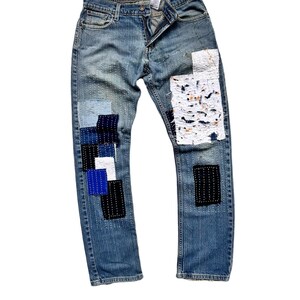 Rare Unique Vintage Patchwork Jeans Reworked Remake Artwork Ripped ...