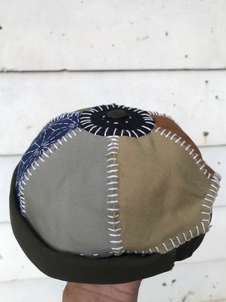 Vintage Patchwork Docker Hat Boro Cap Patched Multi Culorblock Handmade ...