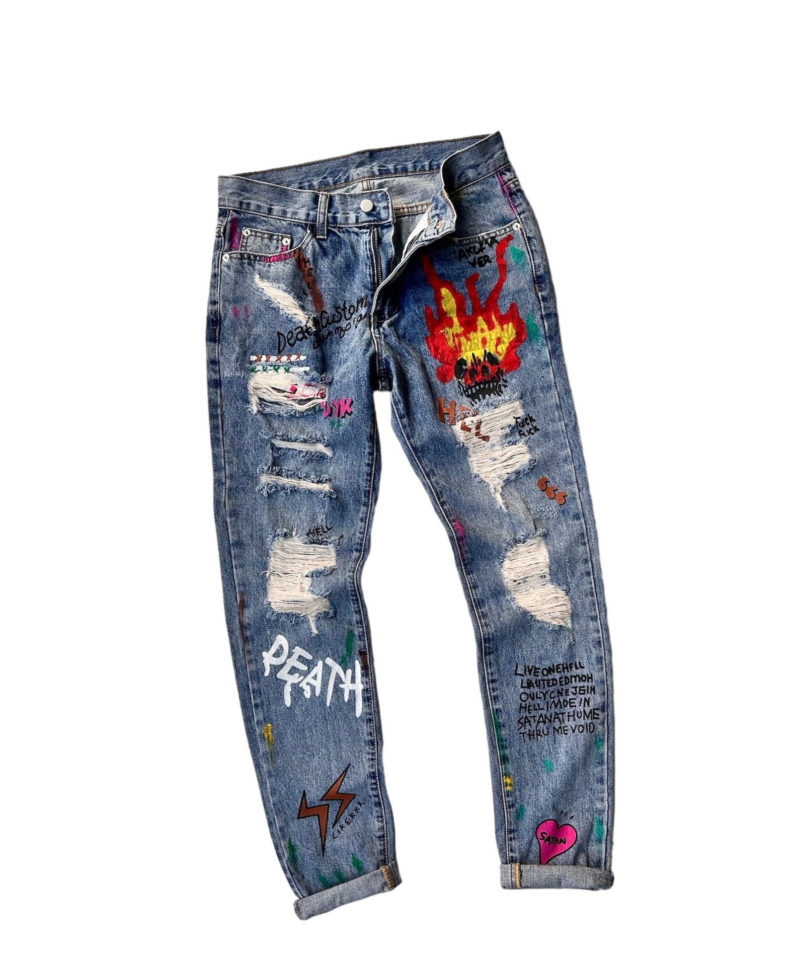 Rare Unique Vintage Graffiti Distressed Print Paint Splatter Patchwork ...