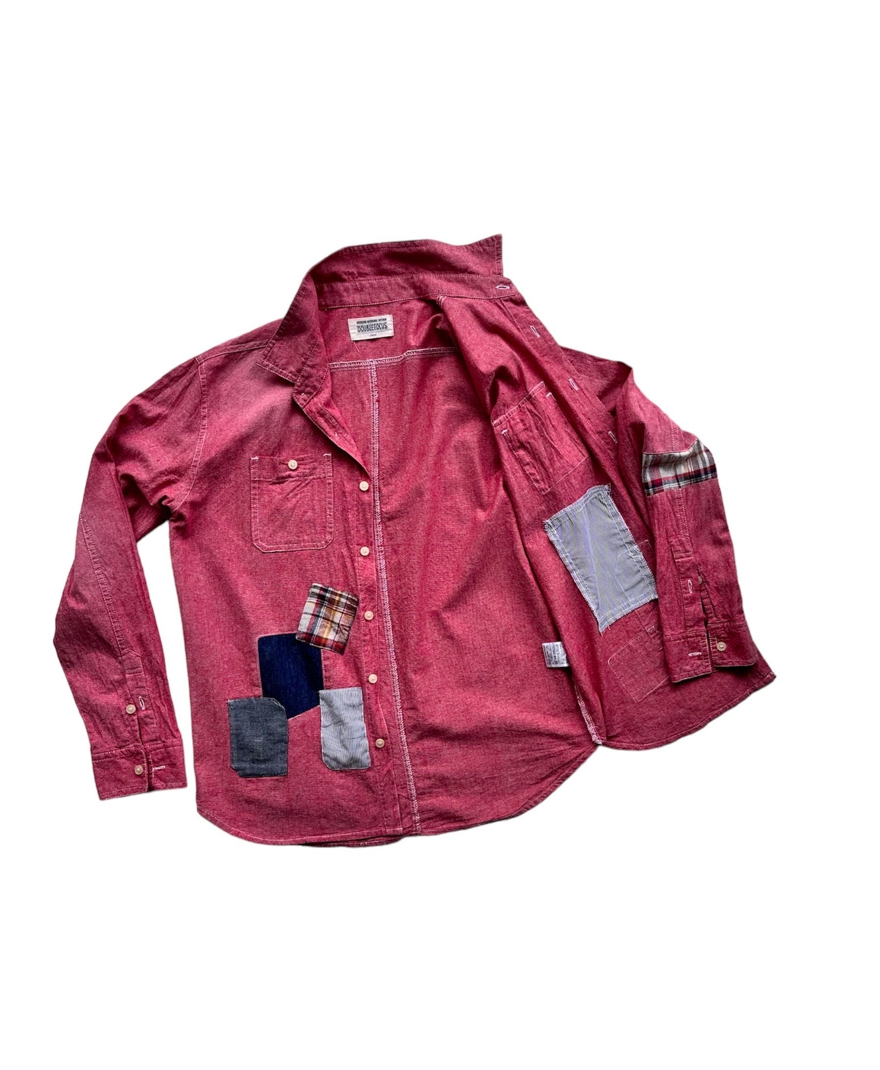 Unique Boro Upcycled Red Chambray Denim Shirts Indigo Vintage Patchwork ...