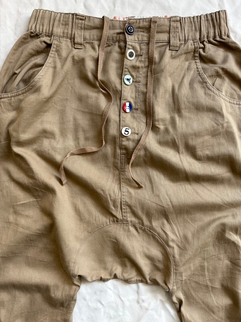 Vintage Ethnic Japanese Harem Pant Chino Beige Trouser Elastic ...