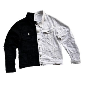 Vintage Seperable Black White Split Tone Denim Trucker Jackets Upcycled ...