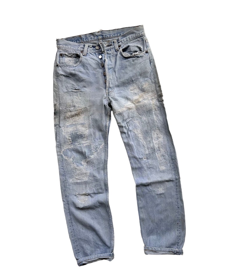 Rare Unique Vintage Patchwork Jean Reworked Remake Distressed Ripped ...