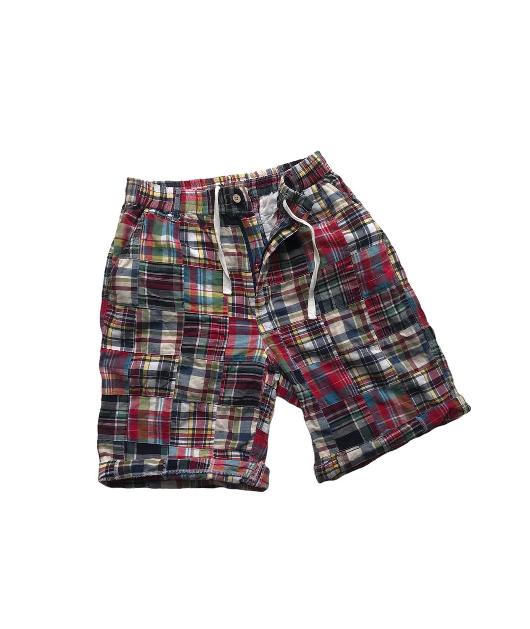 Vintage Men’s Crazy Checkered Plaid Grunge Patchwork Shorts Combined ...