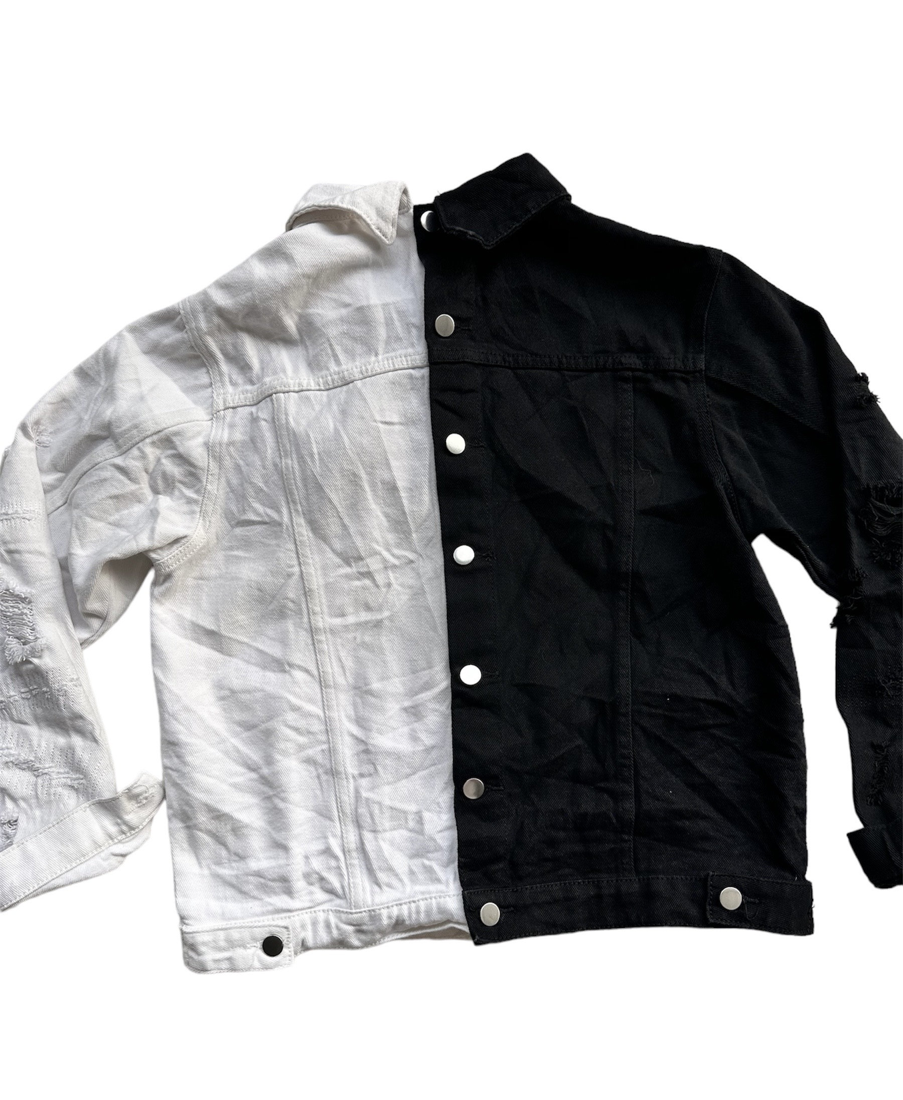 Vintage Seperable Black White Split Tone Denim Trucker Jackets Upcycled ...