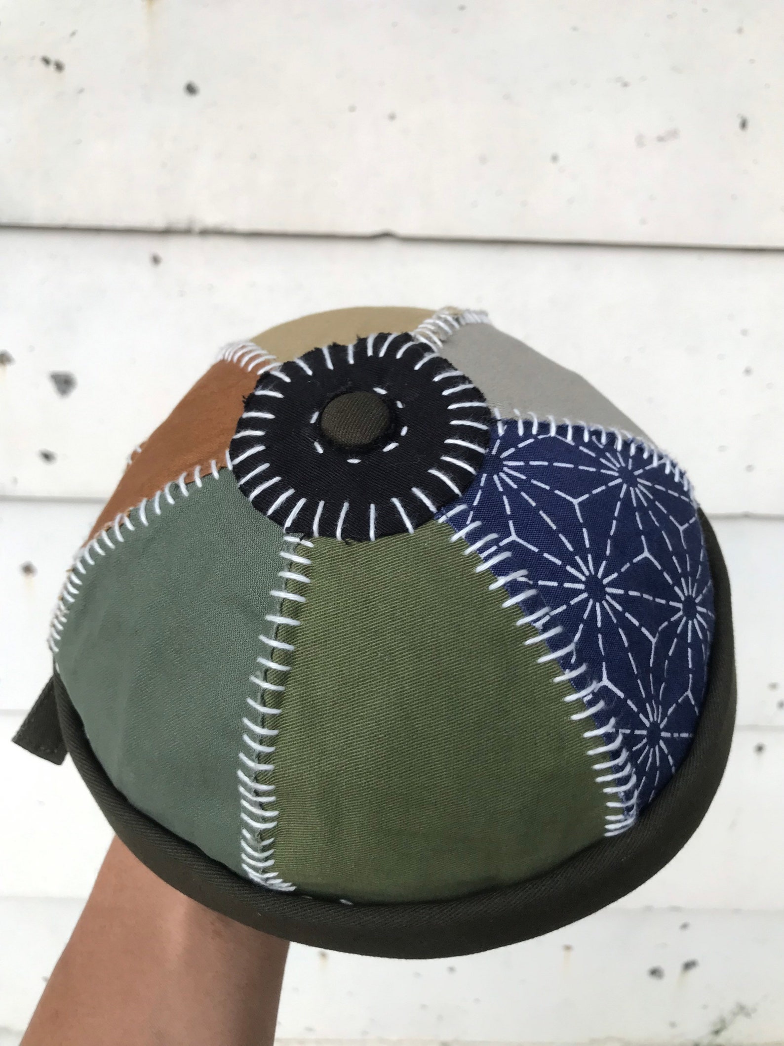 Vintage Patchwork Docker Hat Boro Cap Patched Multi Culorblock Handmade Woven Sew Stitch ...