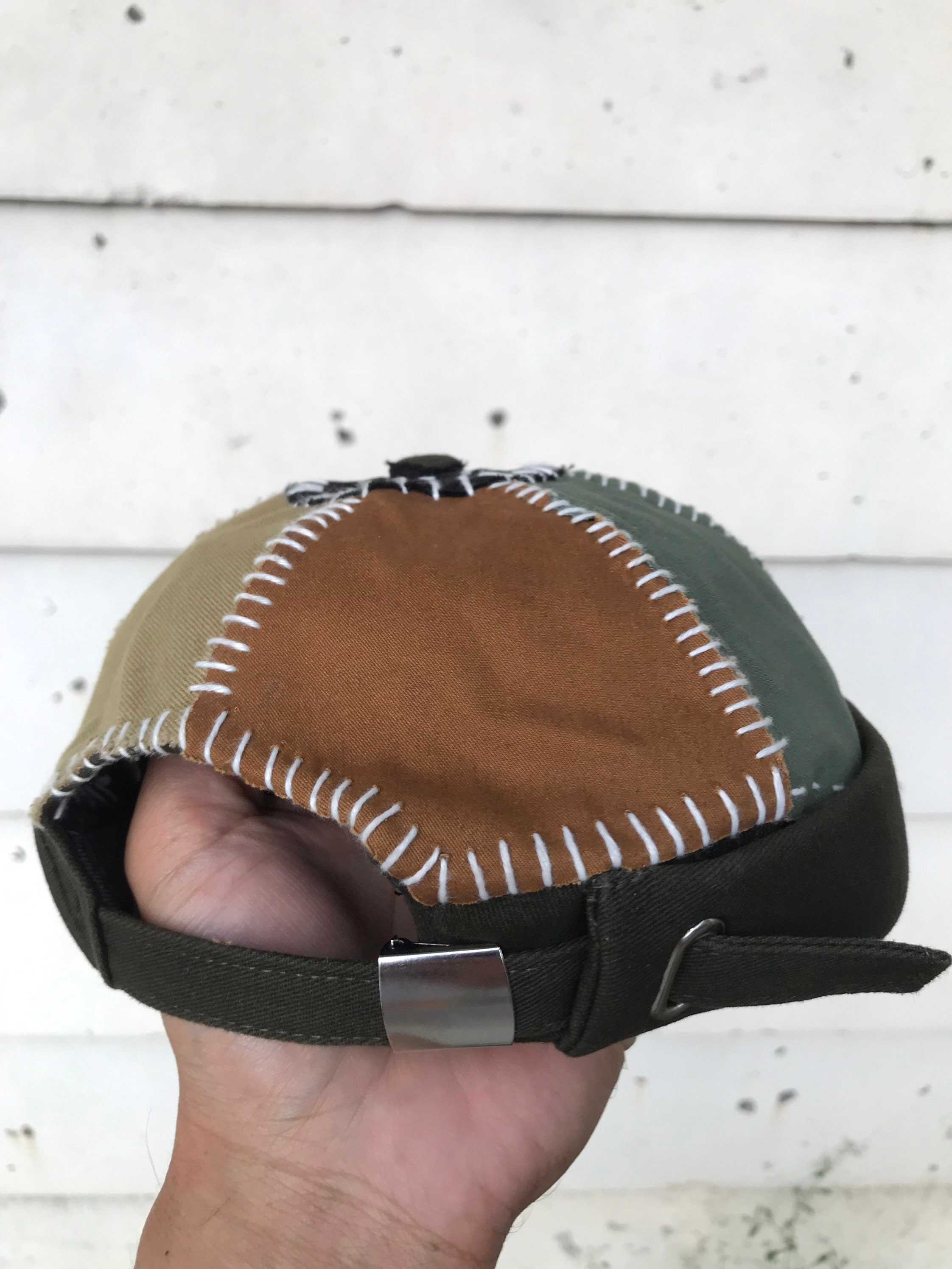 Vintage Patchwork Docker Hat Boro Cap Patched Multi Culorblock Handmade ...