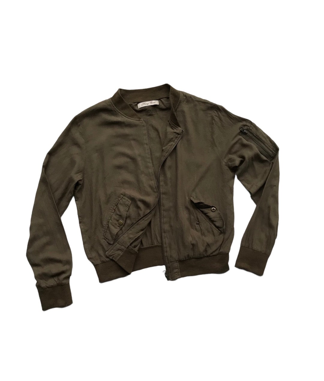 Vintage Authentic Rayon Bomber Jackets Military Green Olive Army Tanker ...