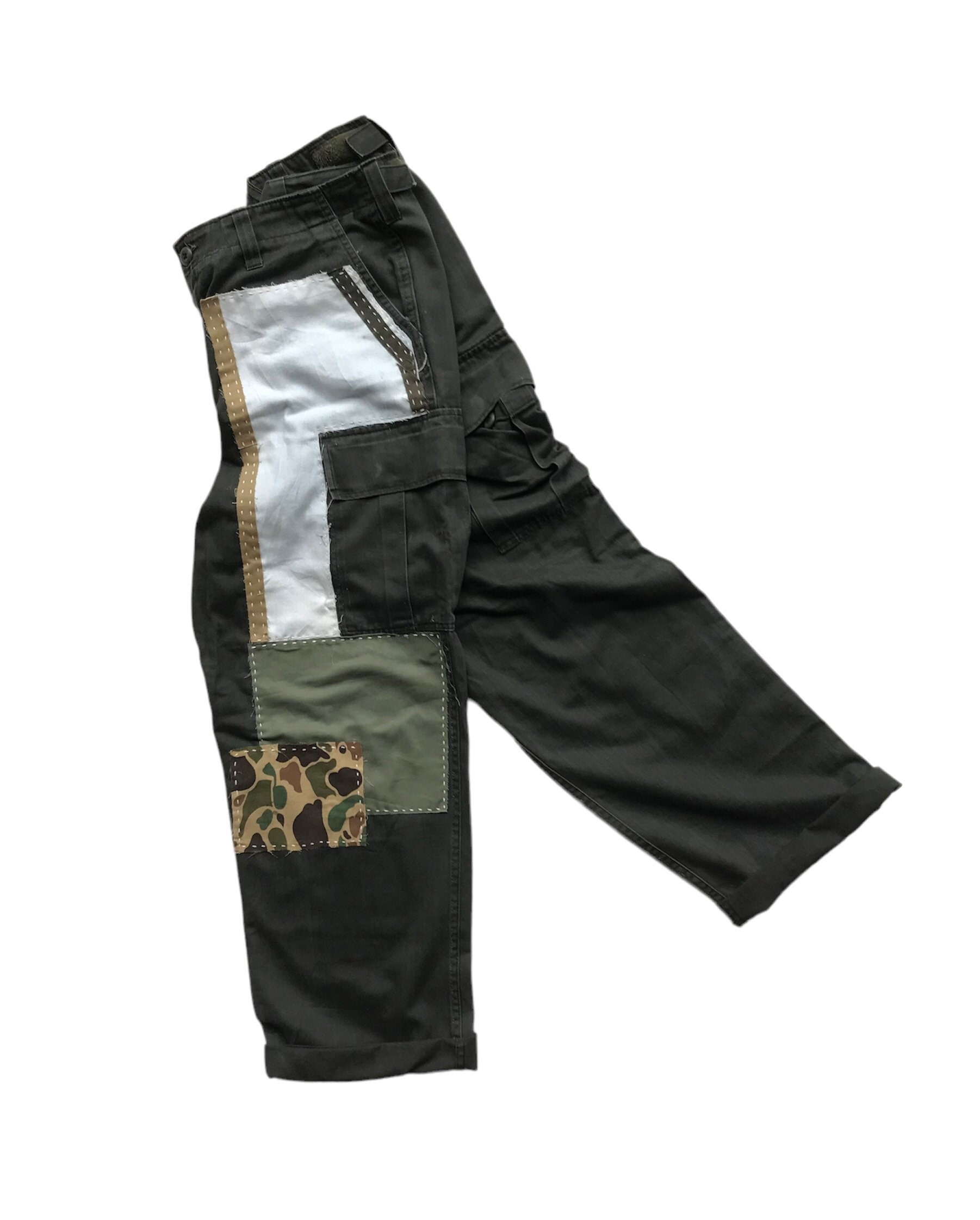 Unique Vintage Military Chino Pant Army Patchwork Camouflage Trouser ...