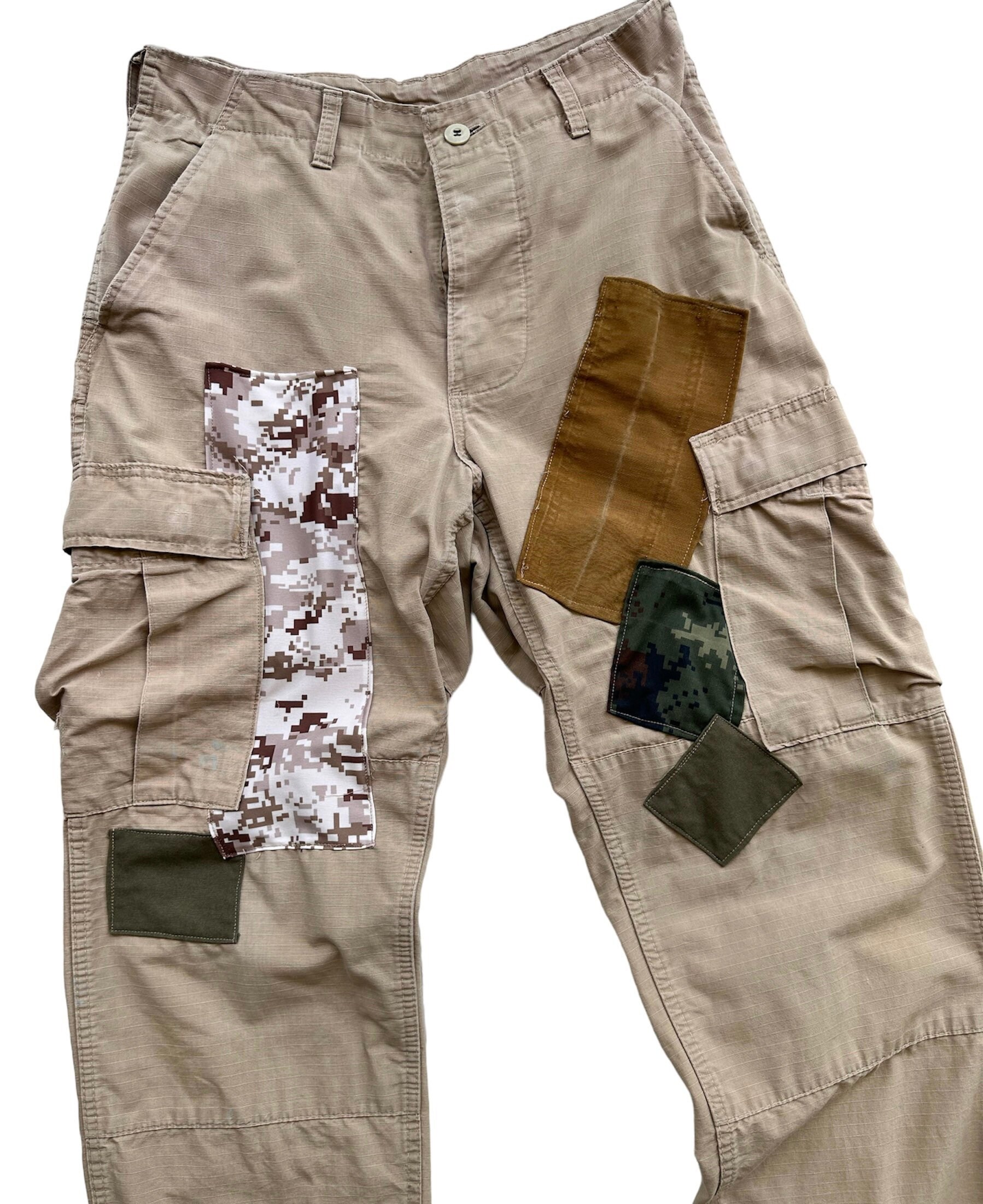 Unique Vintage Patchwork Combat Camo Pant Military Desert Army Upcycled ...