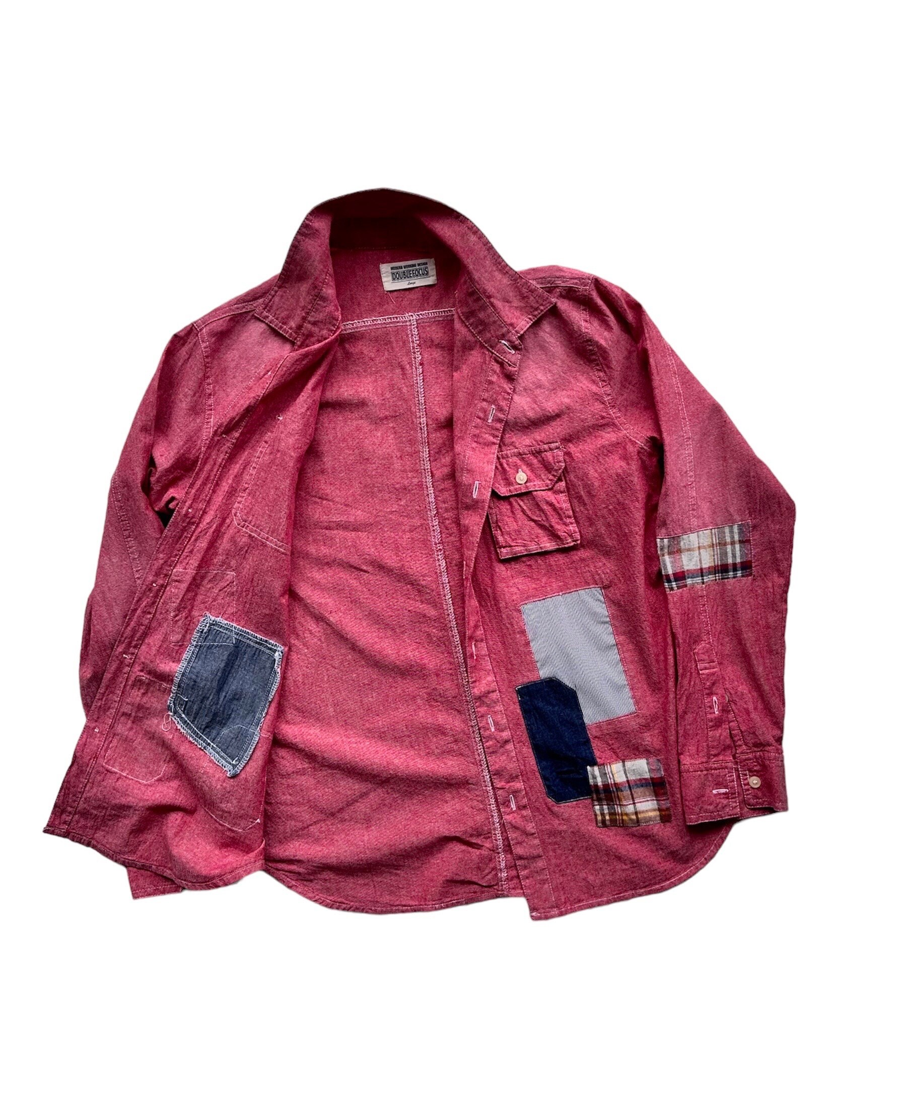 Unique Boro Upcycled Red Chambray Denim Shirts Indigo Vintage Patchwork ...