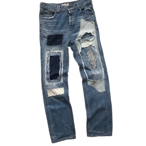 Rare Unique Vintage Patchwork Jeans Reworked Remake Artwork Frayed ...