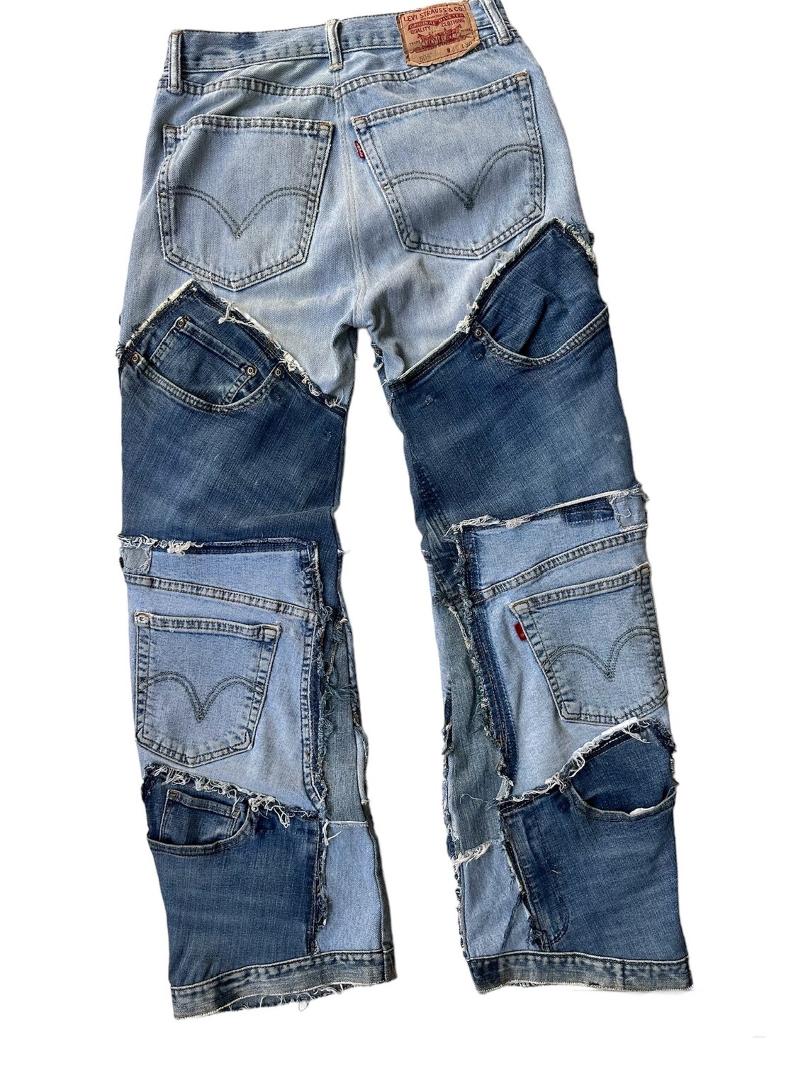 Rare Unique Vintage Patchwork Jeans Reworked Remake Artwork Ripped ...
