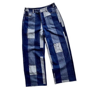 Rare Unique Vintage Patchwork Jeans Colourblock Indi Remake Artwork ...