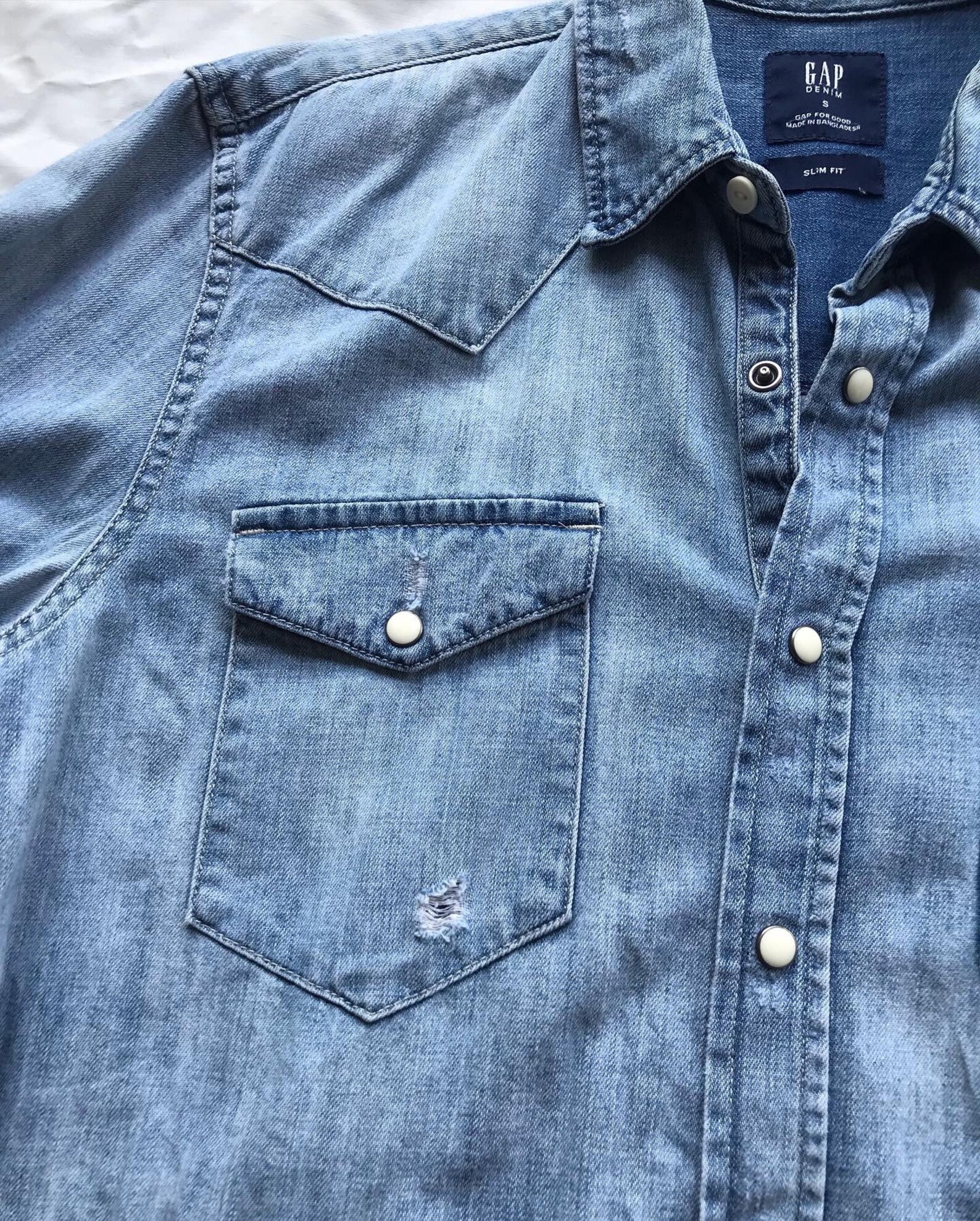 Retro Rework Men Vintage 80s Light Blue Denim Shirts Distressed ...