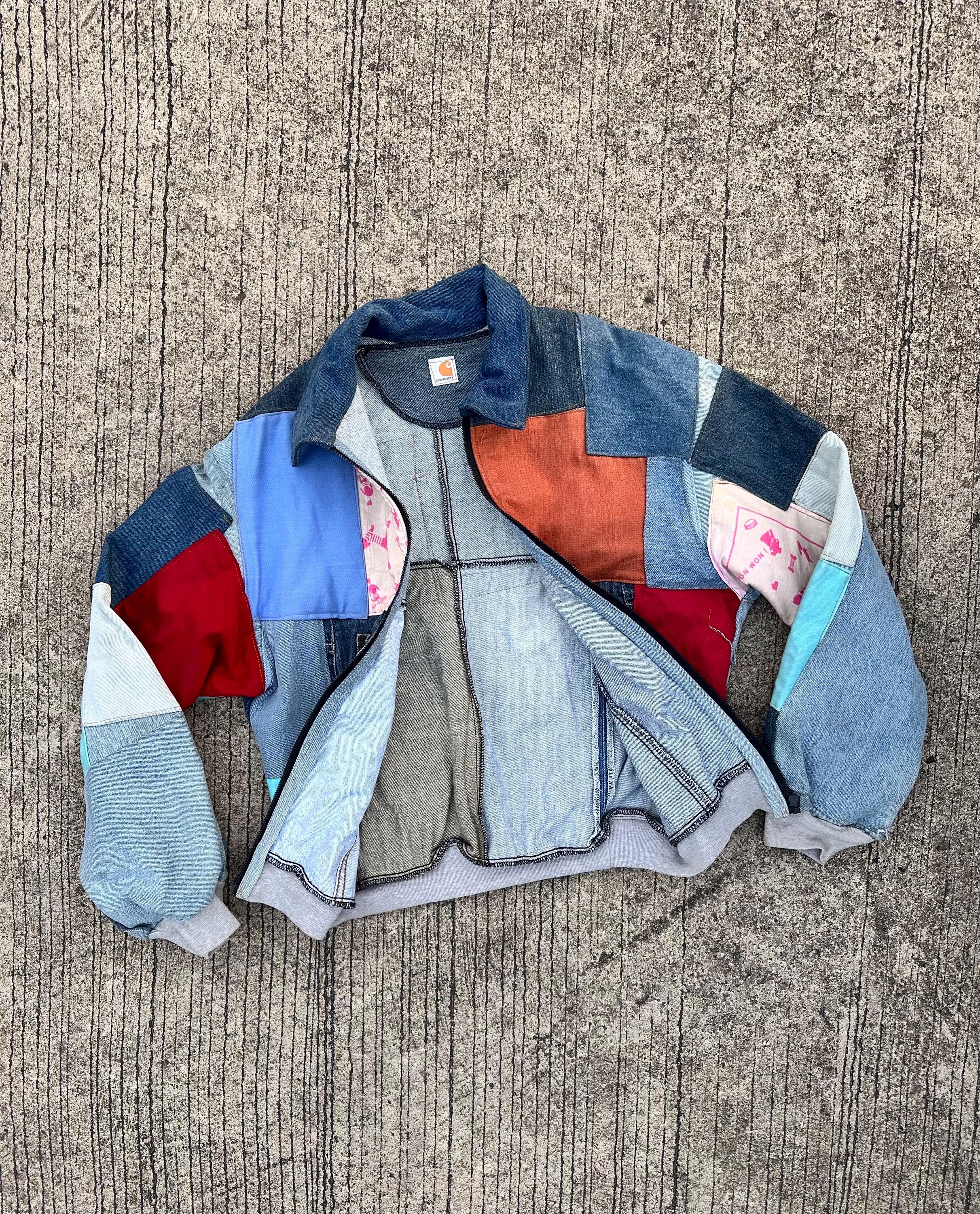 Vintage Unique Handmade Custom Upcycled Jeans Rag Denim Bomber Jacket ...