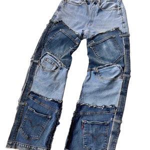 Rare Unique Vintage Patchwork Jeans Reworked Remake Artwork Ripped ...