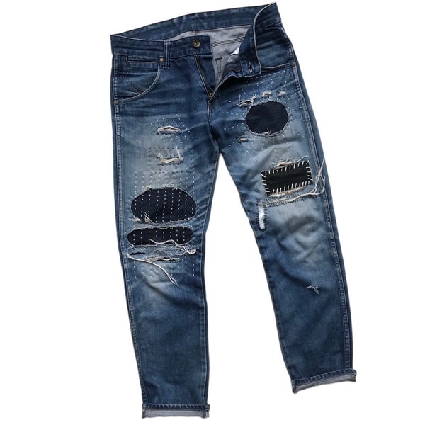 Patchwork Jeans - Etsy