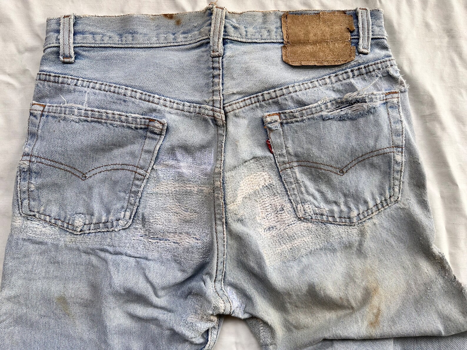 Rare Unique Vintage Patchwork Jean Reworked Remake Distressed Ripped ...