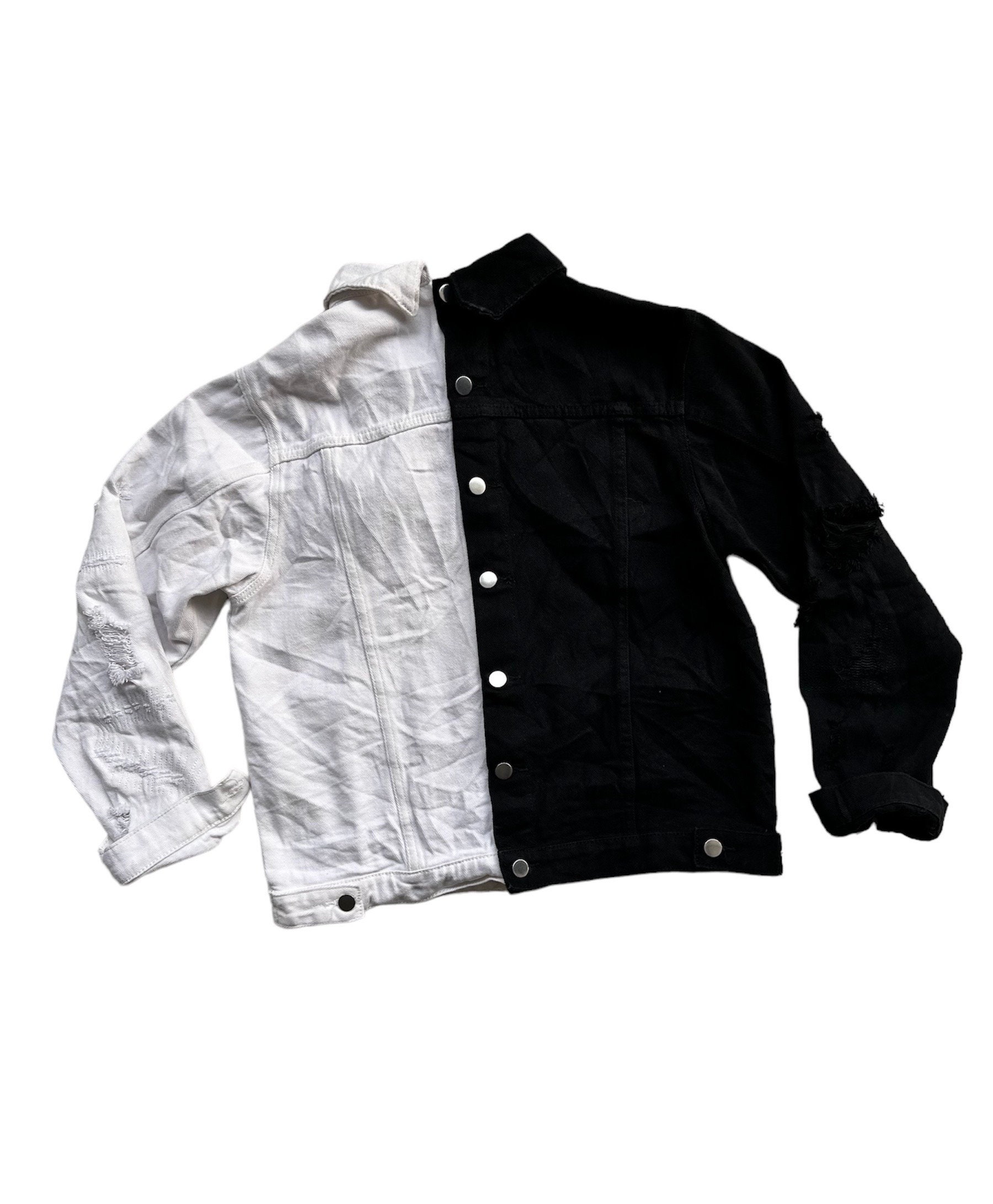 Vintage Seperable Black White Split Tone Denim Trucker Jackets Upcycled ...