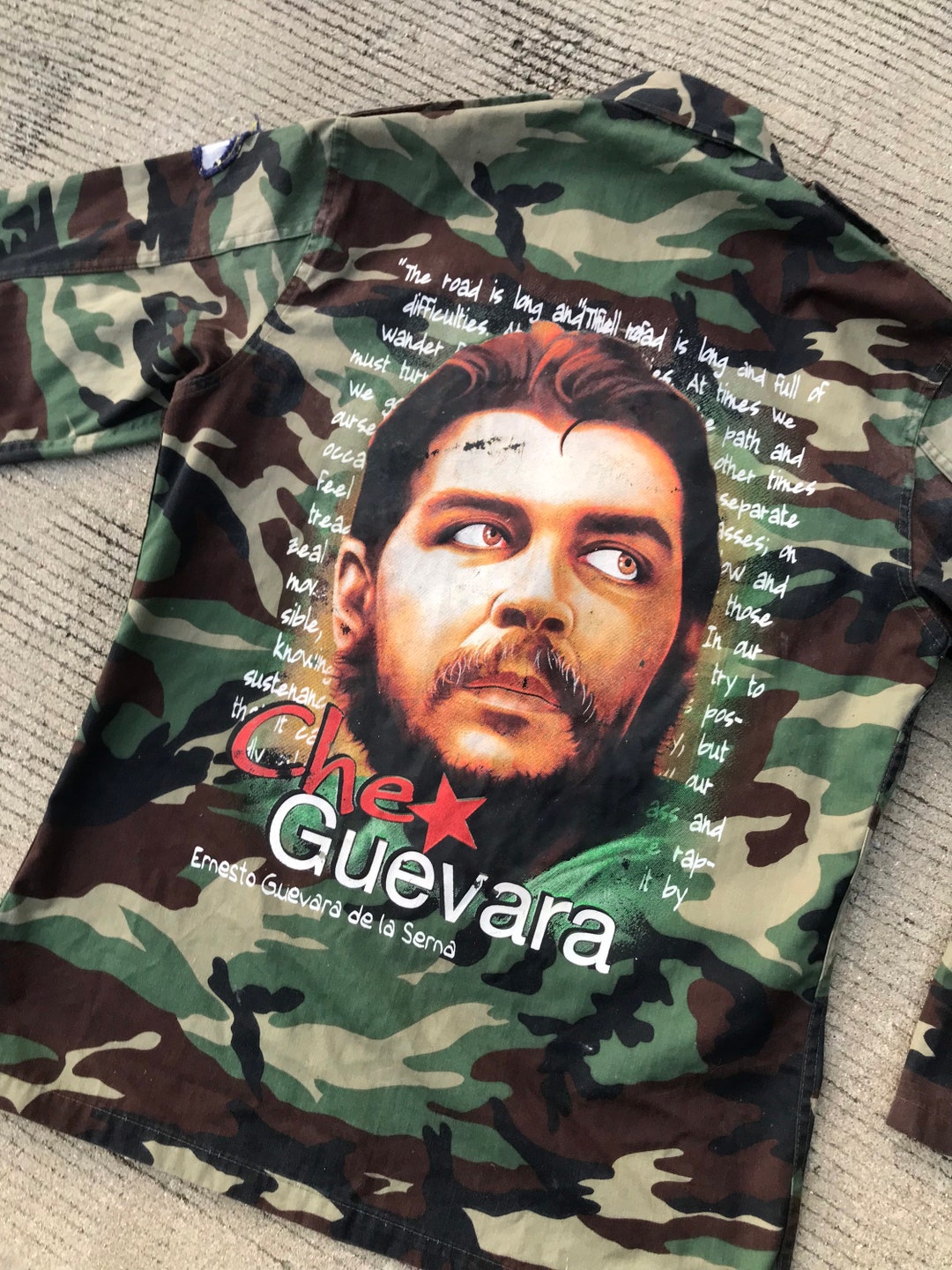 Men Vintage Woodland Camouflage Camo Jacket Shirt Legend Che Guevara ...