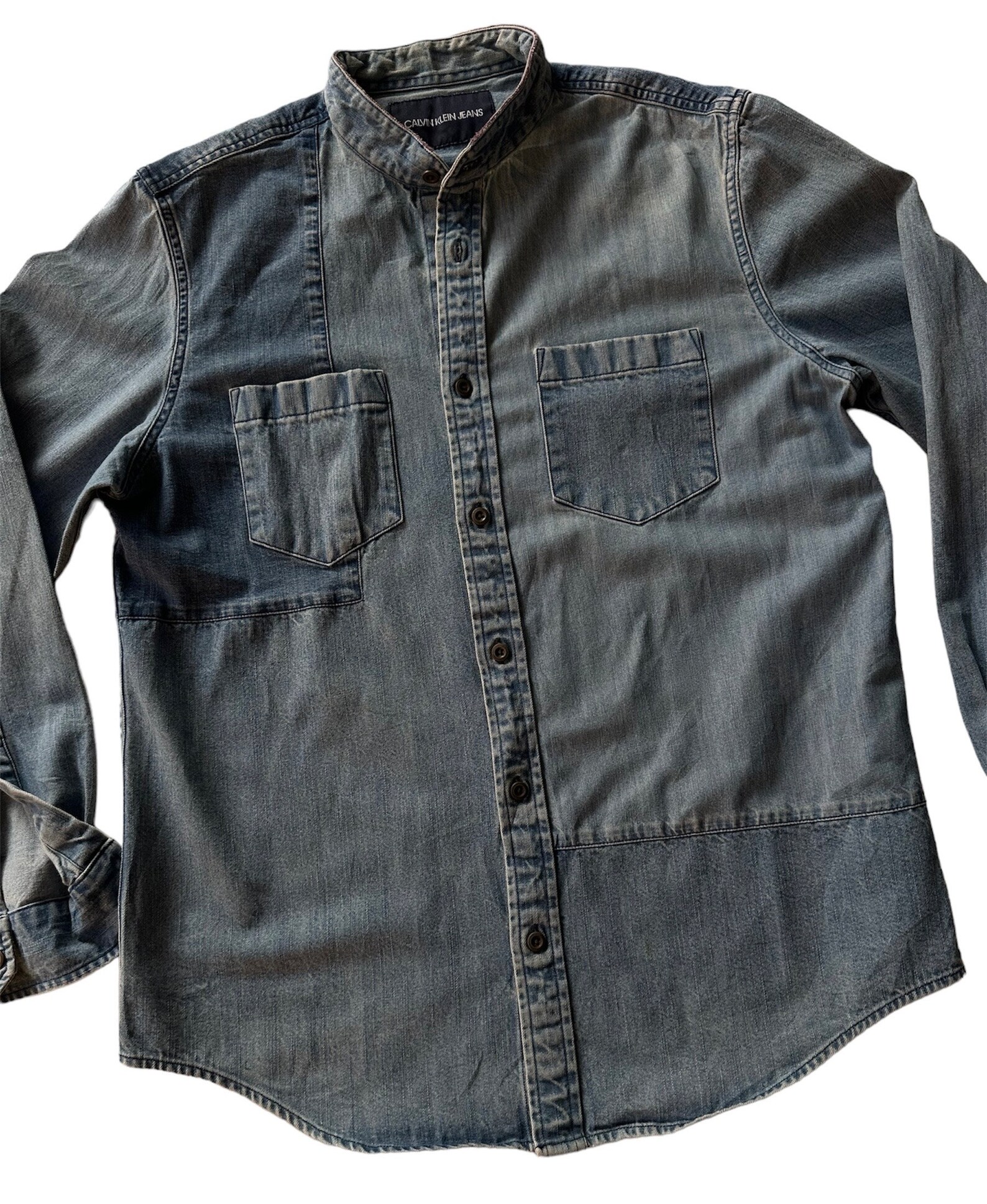 Vintage Blue Denim Patchwork Shirts Colorblock Indigo Jeans Upcycled ...