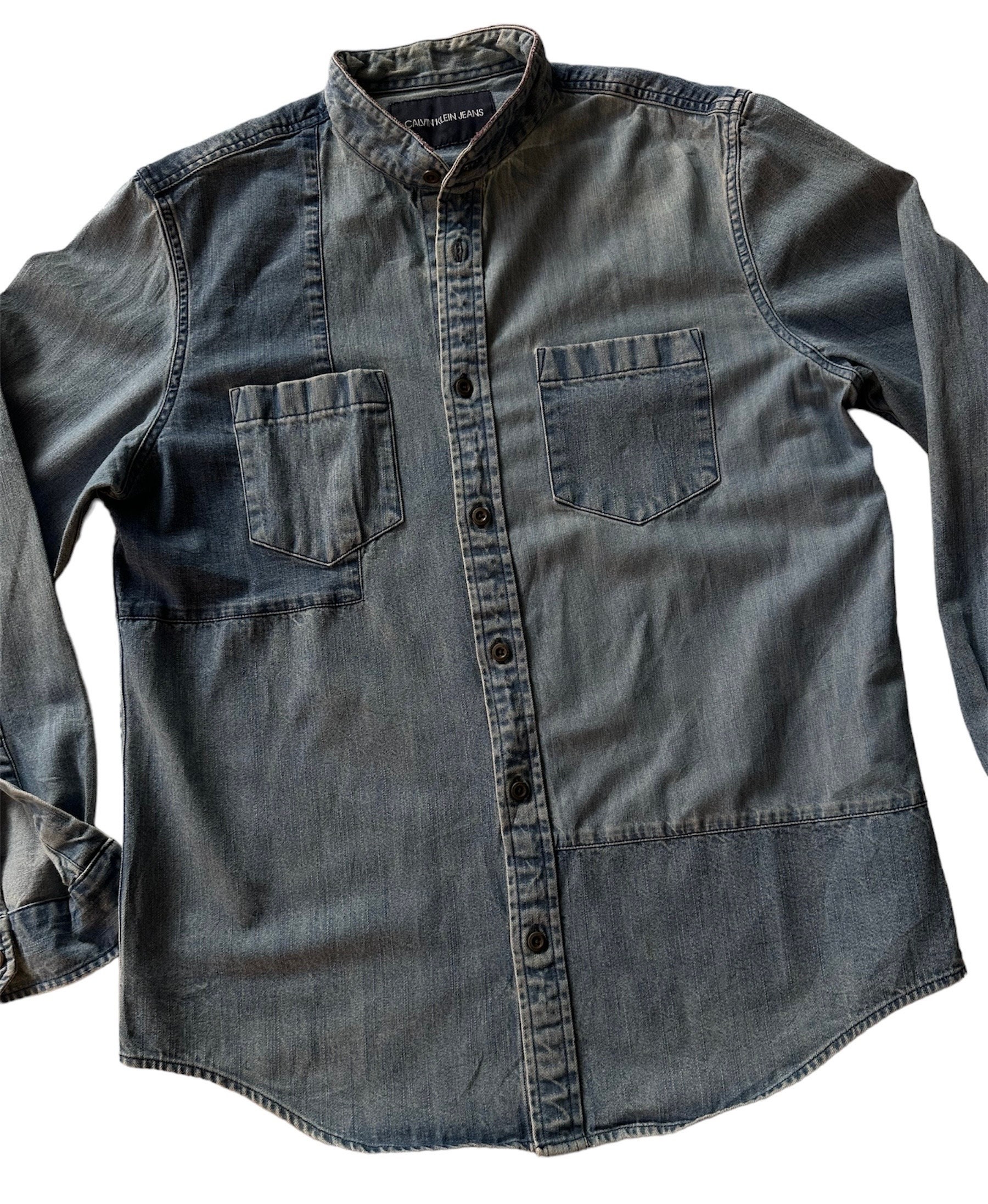 Vintage Blue Denim Patchwork Shirts Colorblock Indigo Jeans Upcycled ...