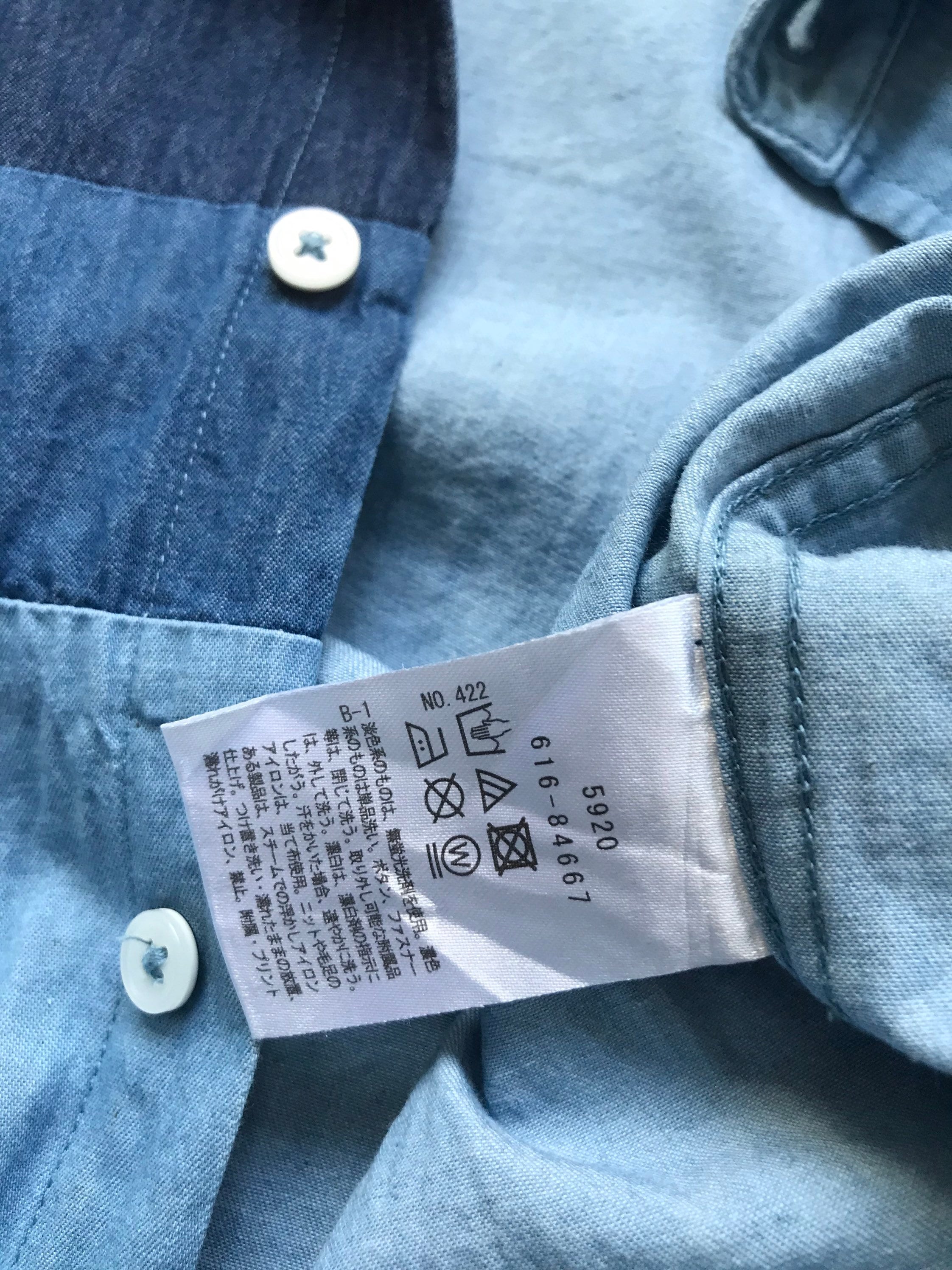 Vintage Blue Indigo Denim Patchwork Shirts Colorblock Three Layers ...