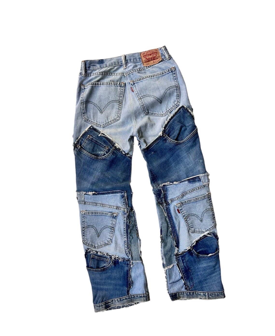 Rare Unique Vintage Patchwork Jeans Reworked Remake Artwork Ripped ...