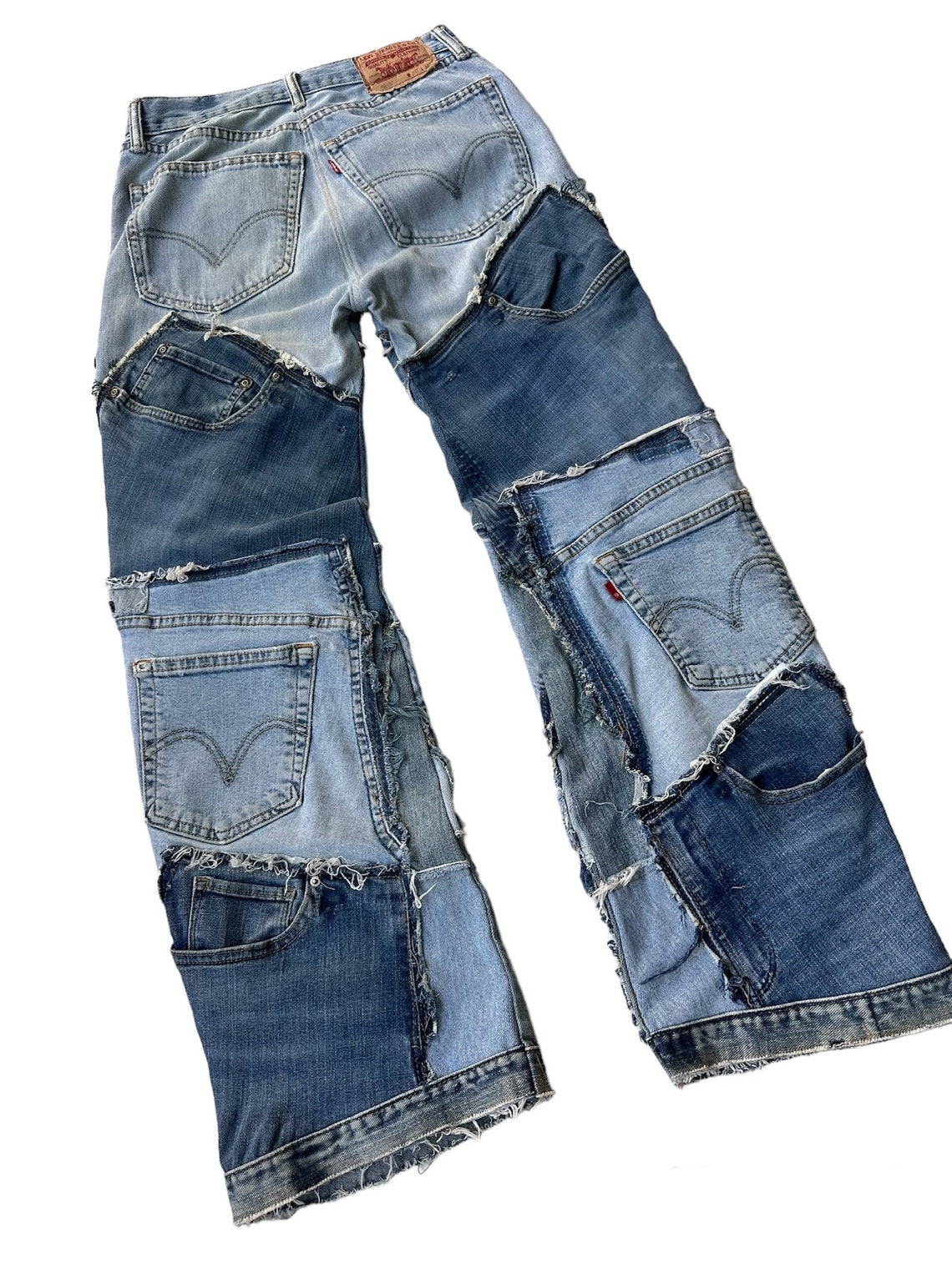 Rare Unique Vintage Patchwork Jeans Reworked Remake Artwork Ripped ...